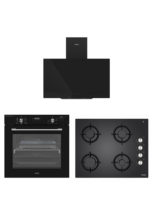 Eğik Siyah Buharlı Lightfry Set | Vestel